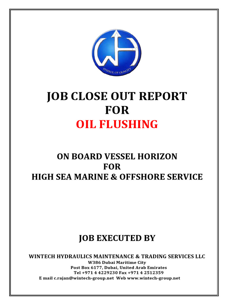Job Close Out Report - Oil Flushing - Horizon | PDF | Pump | Filtration