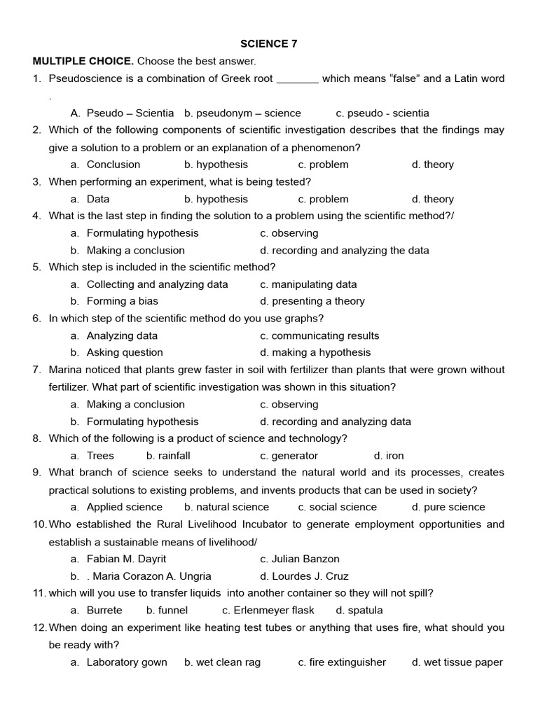 SCIENCE 7 1st Quarter | PDF | Science | Scientific Method