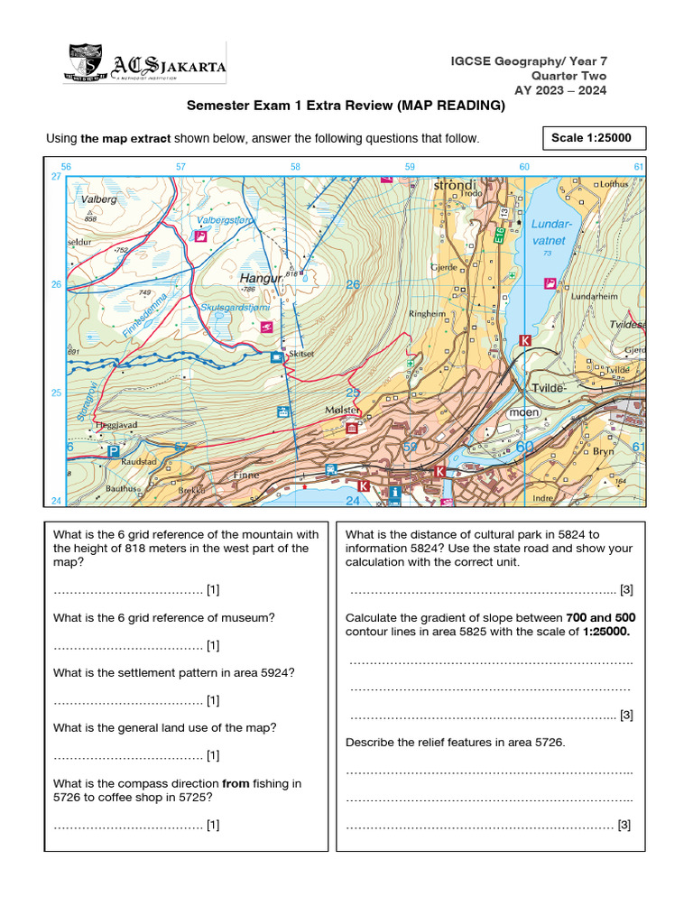 Semester Exam 1 Extra Review (MAP READING) : IGCSE Geography/ Year 7 ...