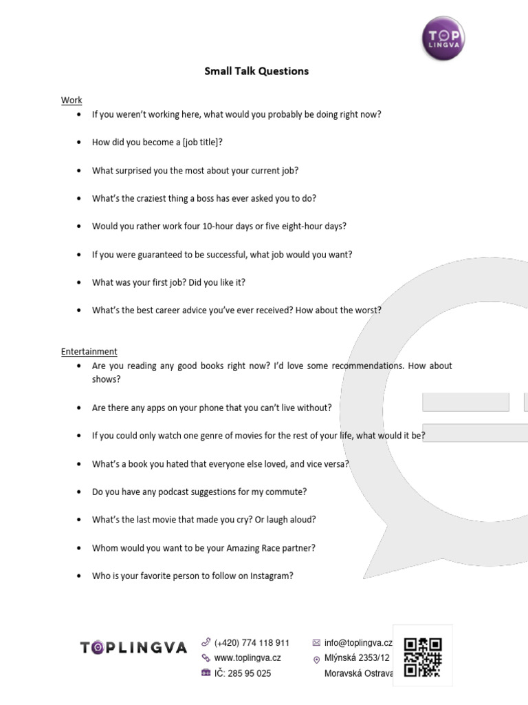 Small Talk Questions | PDF