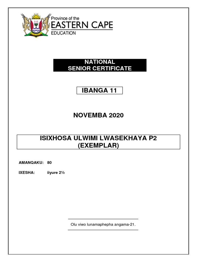 XHOSA HL P2 QP GR11 2o20.doc2 | PDF
