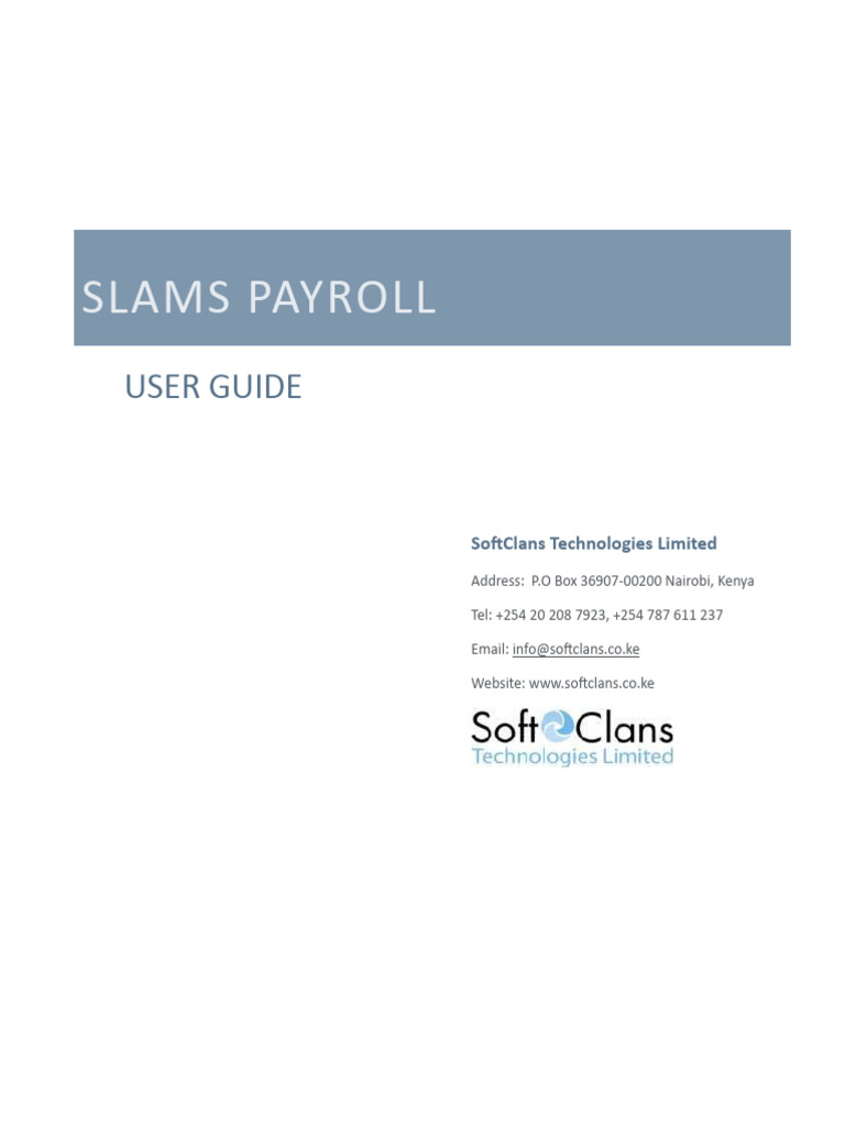 SLAMS Payroll Module | PDF | User (Computing) | Paycheck SLAMS Payroll Module | PDF | User (Computing) | Paycheck