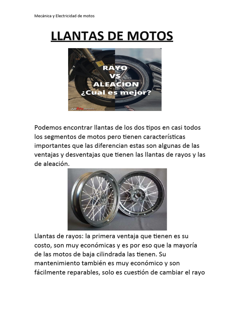 Llantas de Motos | PDF | Neumático | Aleación