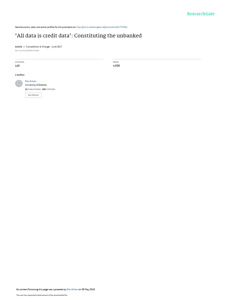 All Data Is Credit Data | PDF | Psychometrics | Credit Score