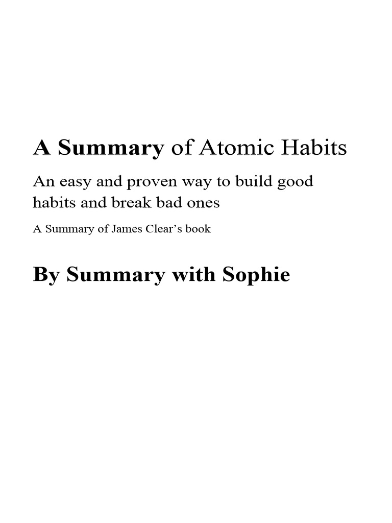 A Summary of Atomic Habits | PDF