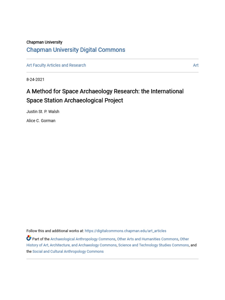 A Method For Space Archaeology Research The International Space | PDF ...