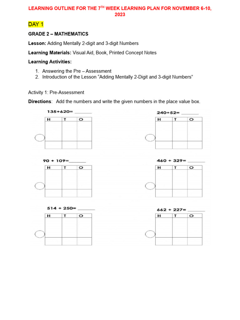 Math 2 - Outline Lesson 7 | PDF