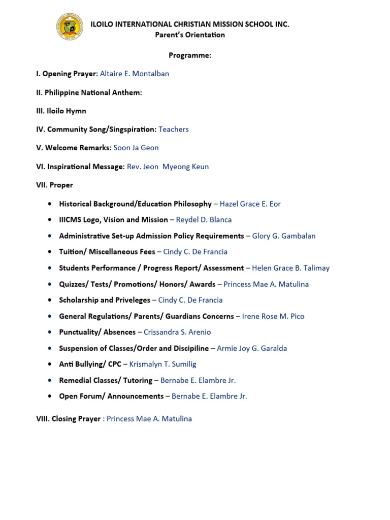 Parent Orientation | PDF