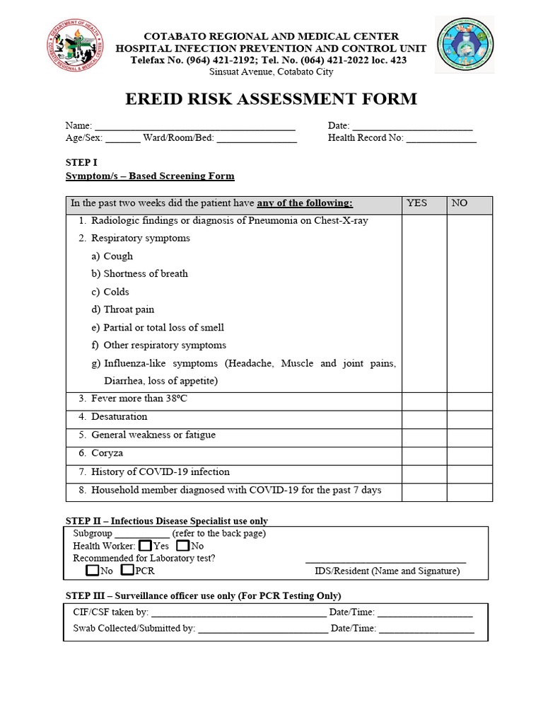 Ereid Form | PDF | Health Professional | Infection