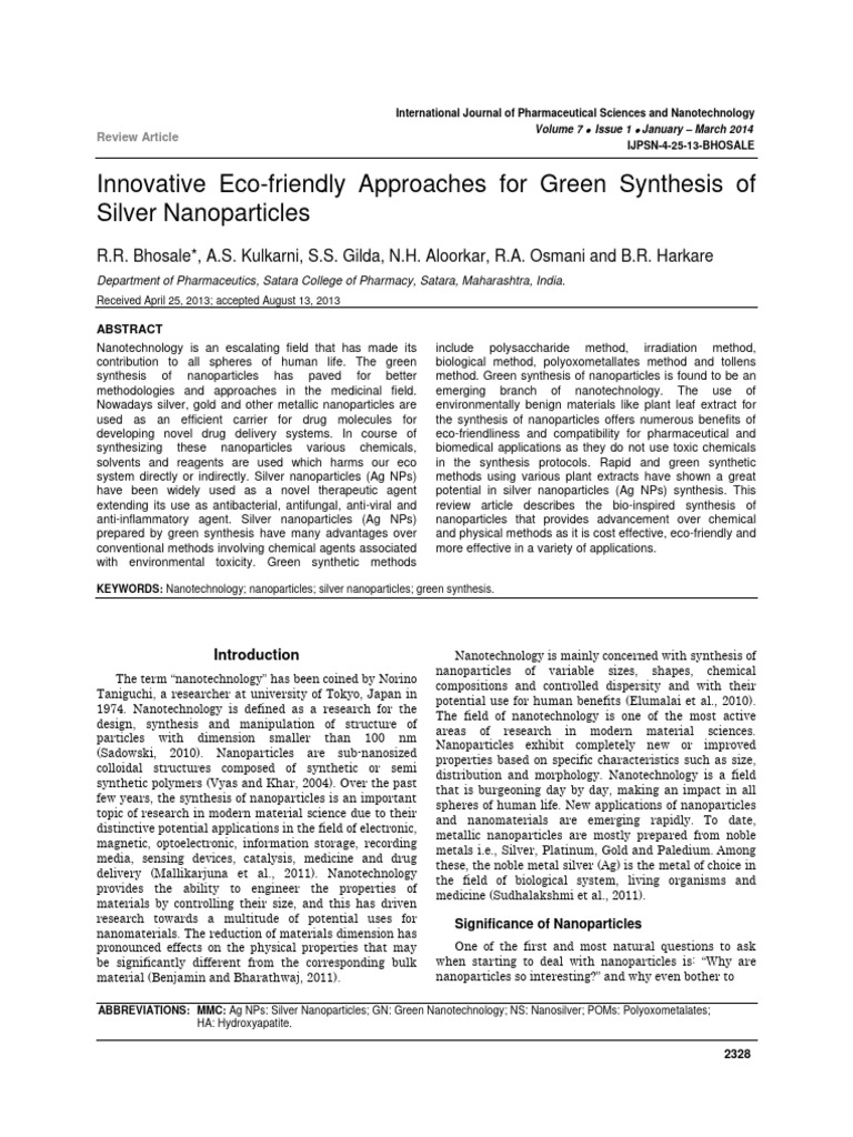 Green Synthesis of Silver Nano | PDF | Self-Improvement | Science ...