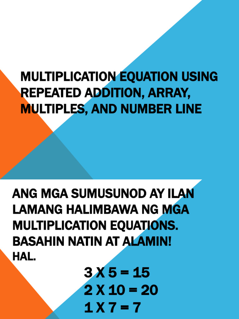 Multiplication Equation Using Repeated Addition, Array, | PDF