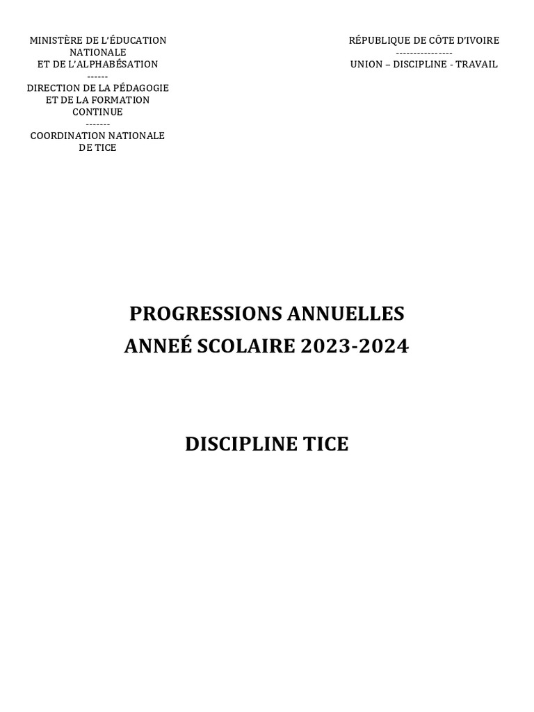 Progression Tice 2023-2024.PDF 6e-3e | PDF | Informatique | Informatique