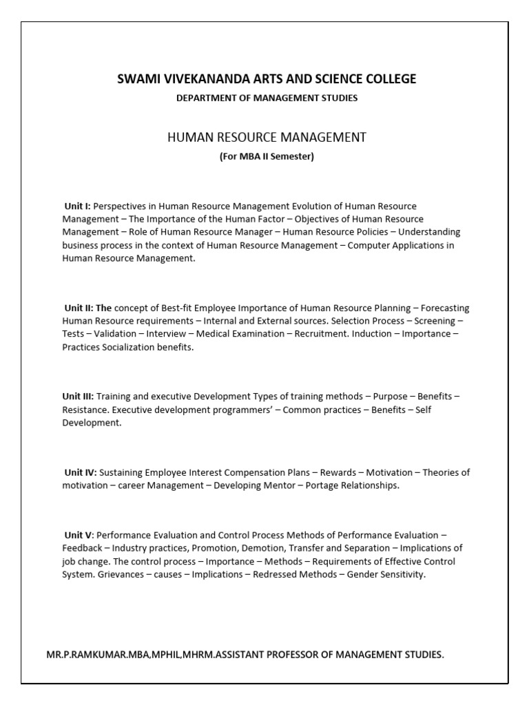 Mba Human Resource Management | PDF | Career & Growth