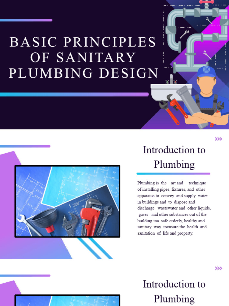 Sanitary Plumbing Design Principles | PDF | Water Heating | Plumbing