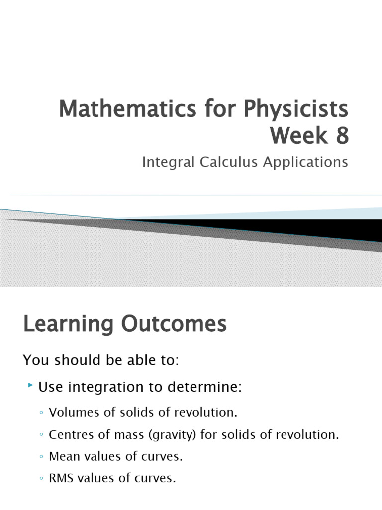 Week 11 Lecture - Applications of Integral Calculus | PDF | Volume ...