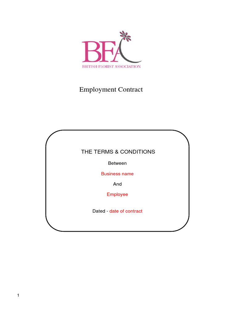 BFA Employment Contract Full Draft | PDF