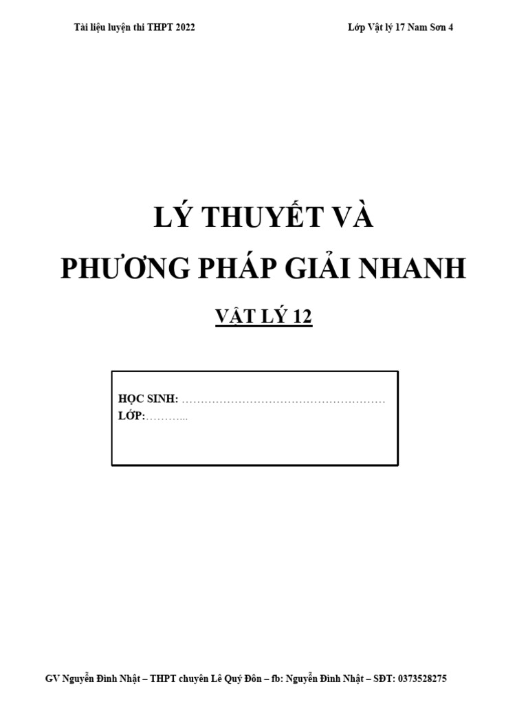 1 Sách PP Giải Nhanh Công Thức VL 12 | PDF
