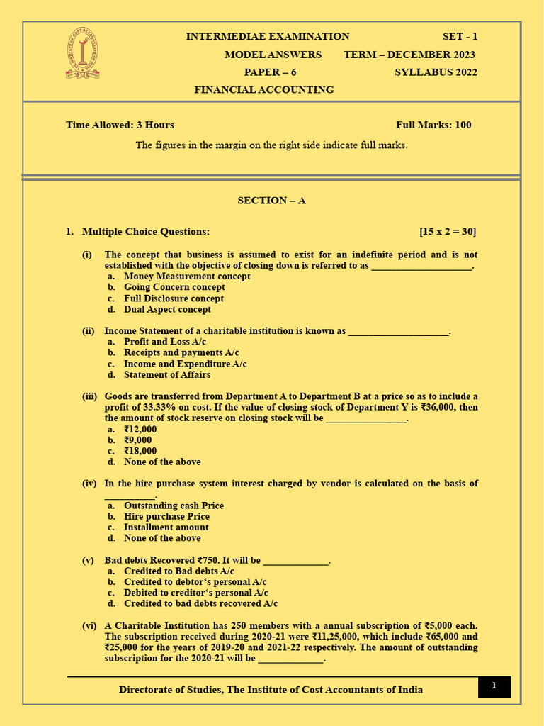 Paper6 Syl22 Dec23 Set1 Sol | PDF