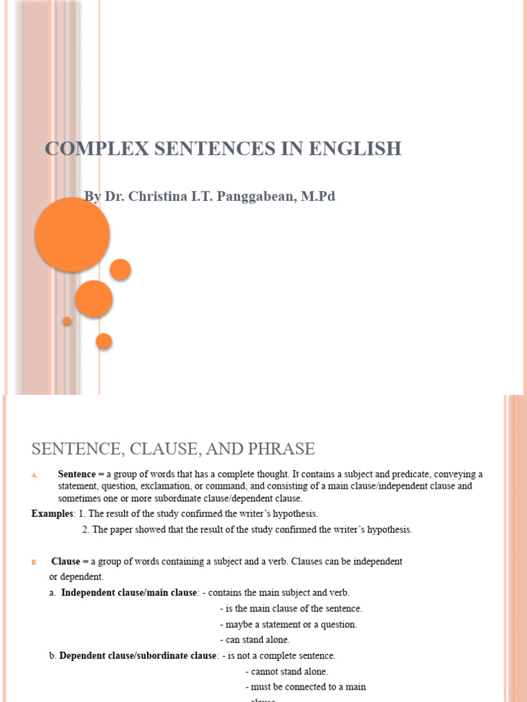 Understanding Complex Sentences in English | PDF