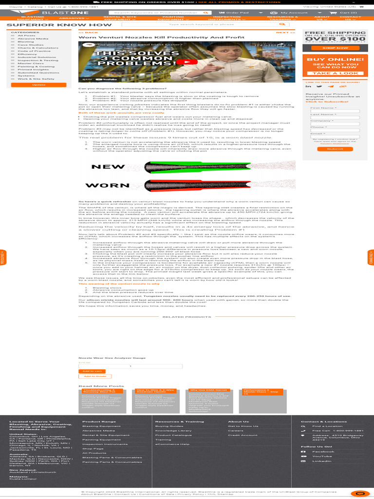 Worn Venturi Nozzles Kill Productivity and Profit Blast Booths Spray Paint Booths Abrasives ...