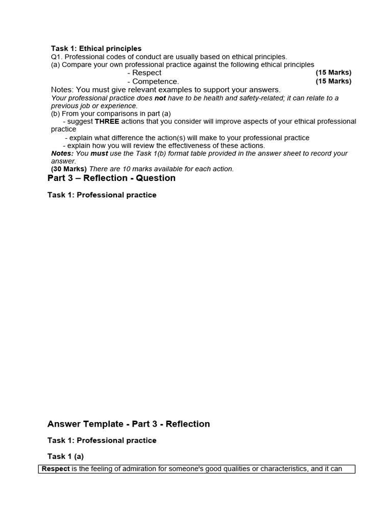 Reflective Task - Practice QSTN - Element 6 | PDF | Occupational Safety And Health | Competence ...