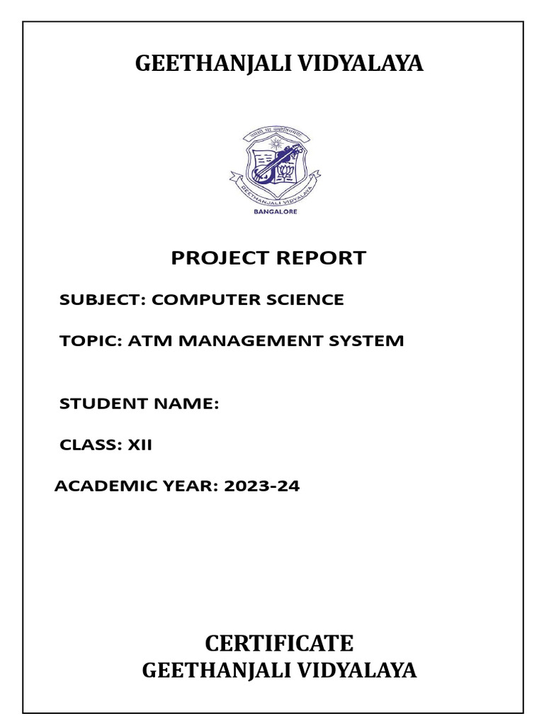 Computer Project | PDF | Automated Teller Machine | Operating System