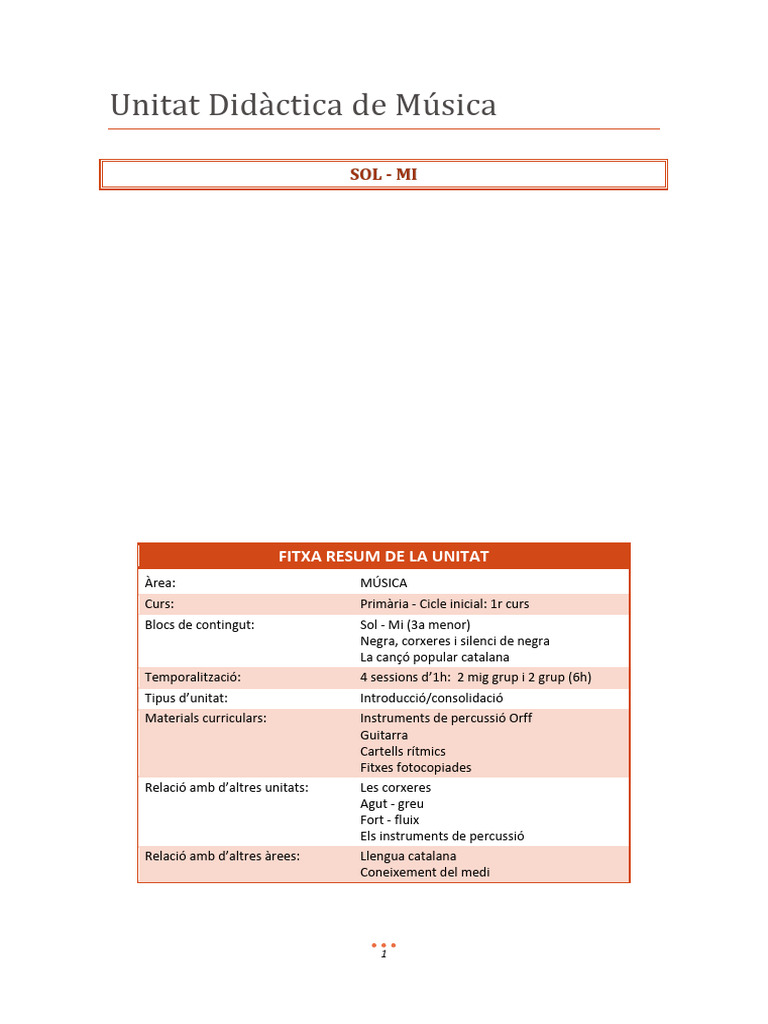 unitat didaÌ ctica sol-mi | PDF