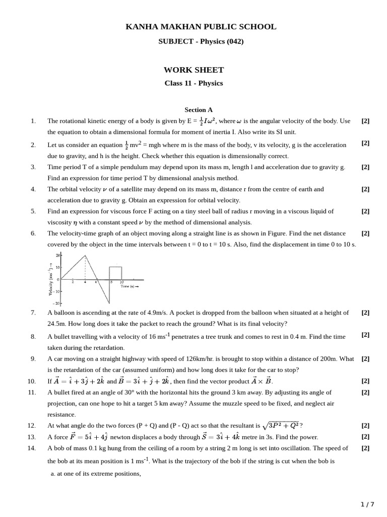 Worksheet Phy 11 | PDF | Collision | Force