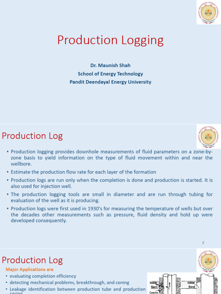 Production Logging Updated 7 September 2023 | PDF
