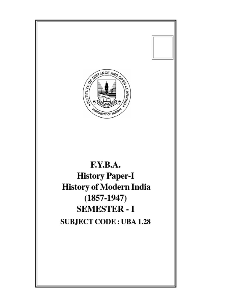 FYBA History English Semester I | PDF | Indian Rebellion Of 1857 ... FYBA History English Semester I | PDF | Indian Rebellion Of 1857 ...