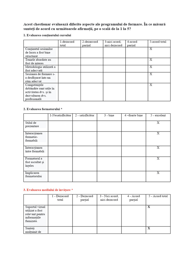 Chestionar Satisfactie | PDF