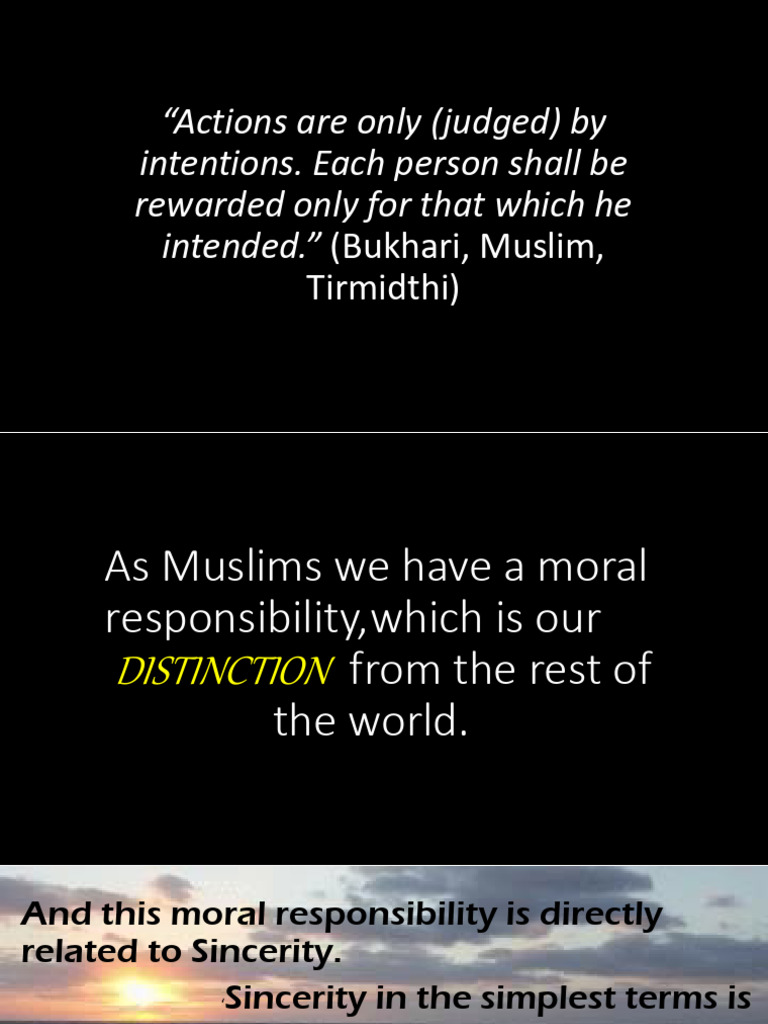 Sincerity - An Islamic Perspective Part 1 | PDF