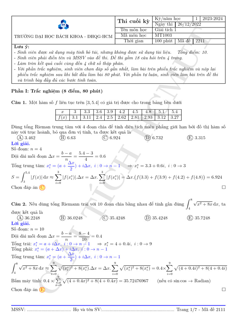 Giải đề 221 CA3 | PDF