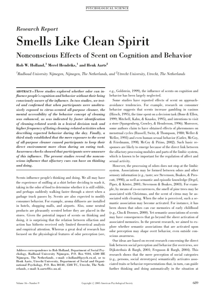 Research Paper 1 | PDF | Odor | Thought