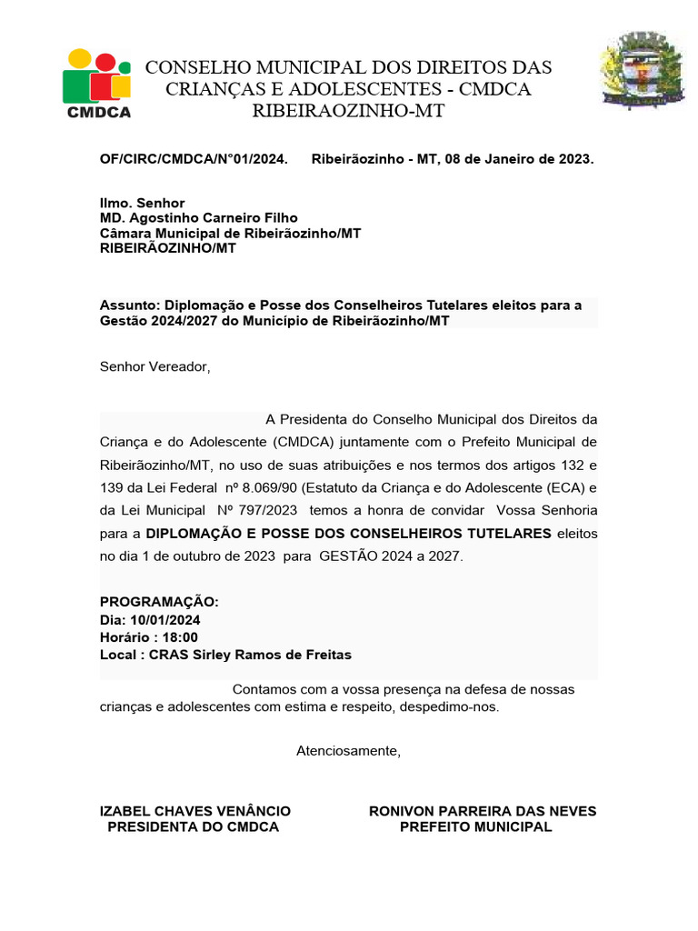 Oficio Posse 2024 CT | PDF