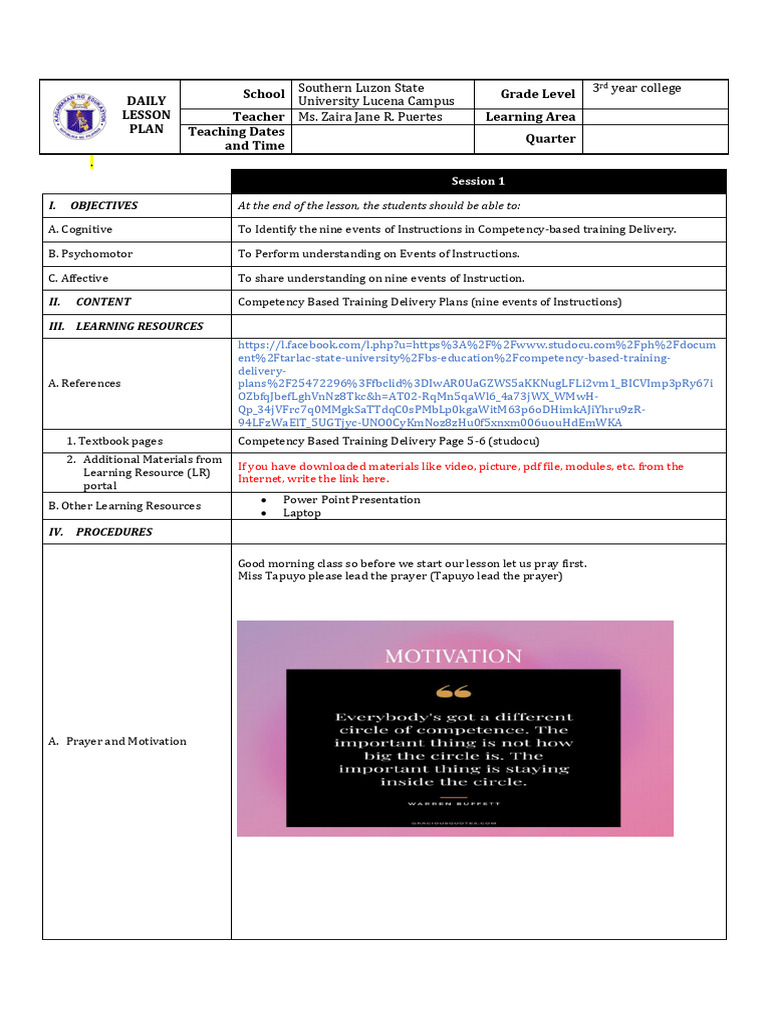 Andragogy Lesson Plan5 | PDF