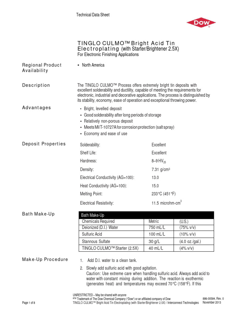 Tinglo Culmo Bright Acid Tin 2.5X TDS | PDF | Titration | Chemistry