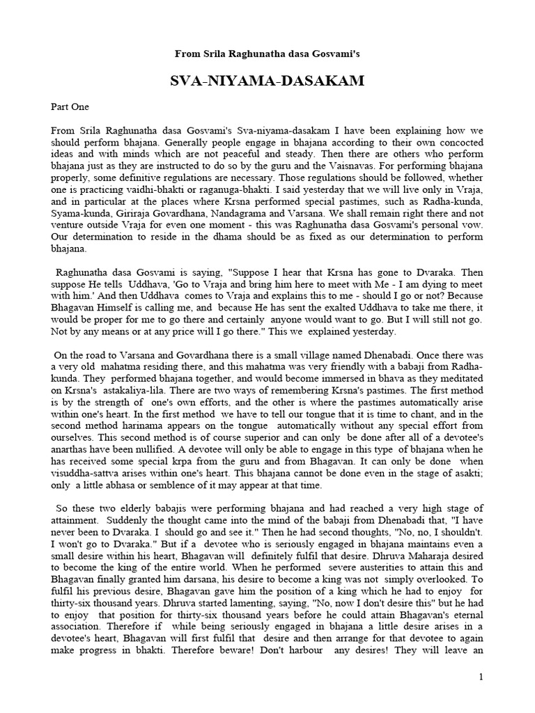 Sva Niyama Dasakam | PDF | Love | Krishna