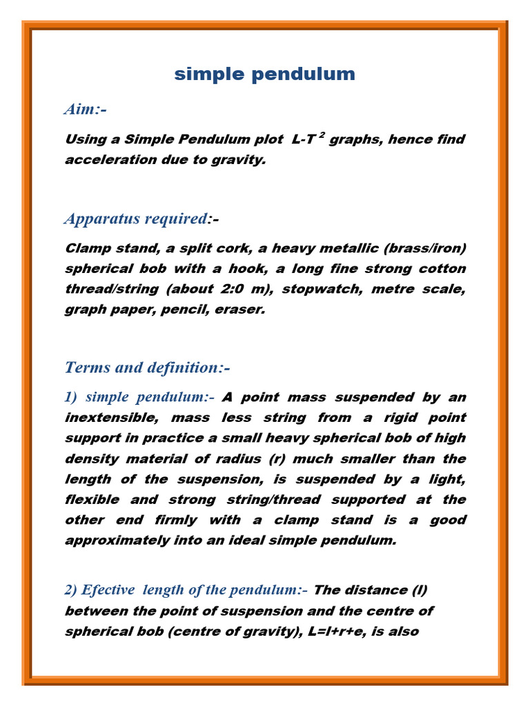 Simple Pendulum | PDF