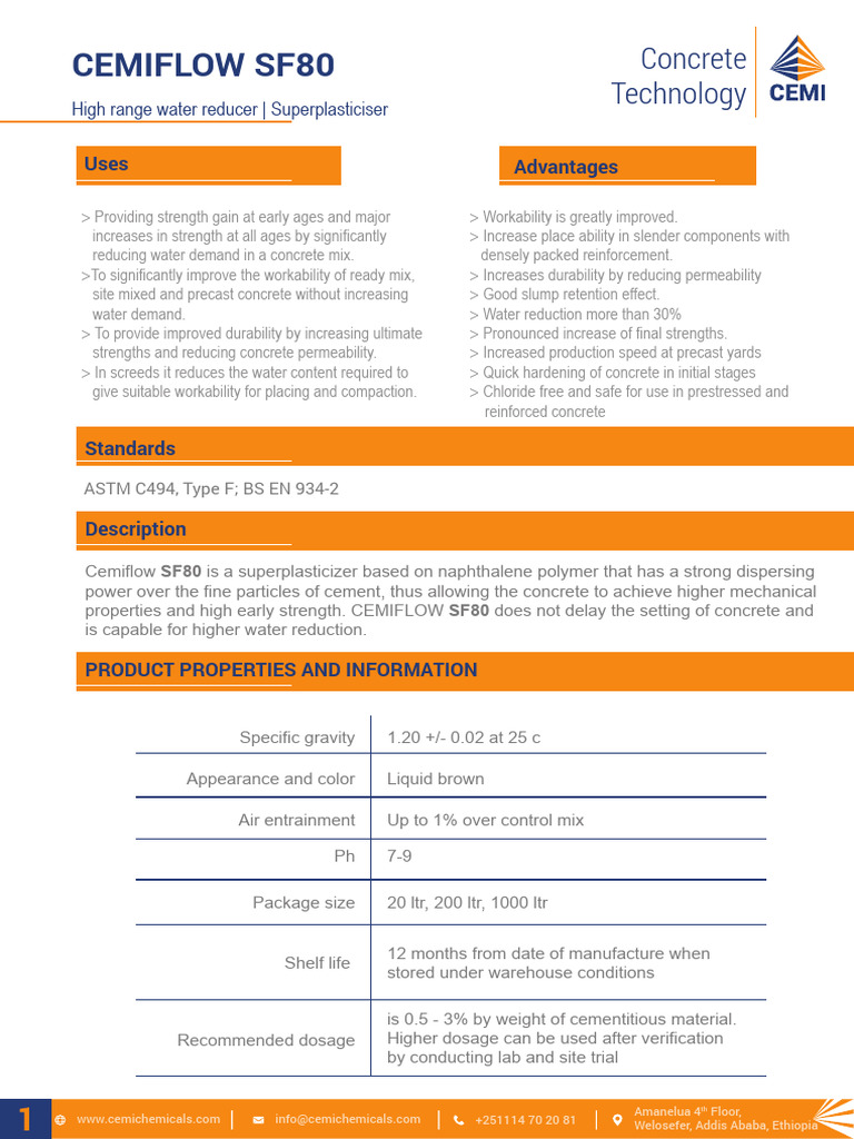 Cemiflow Sf80: Concrete Technology | PDF