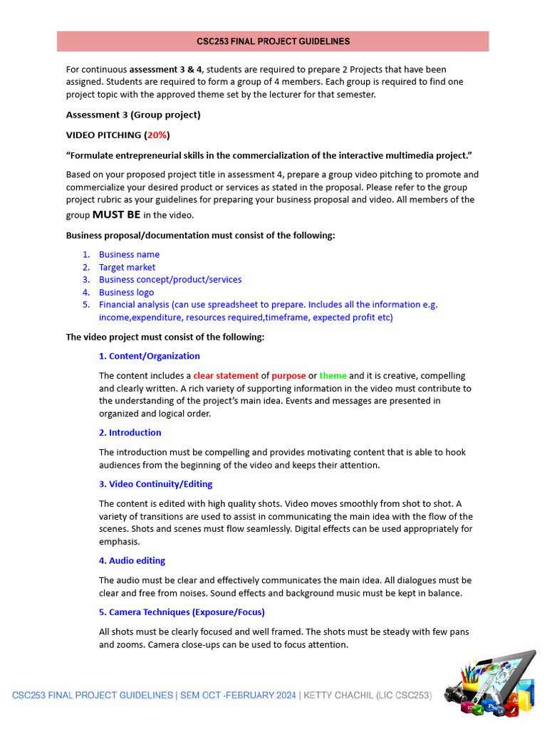CSC 253 Project Guidelines - Sem Oct-Feb2024 | PDF | Multimedia | Camera
