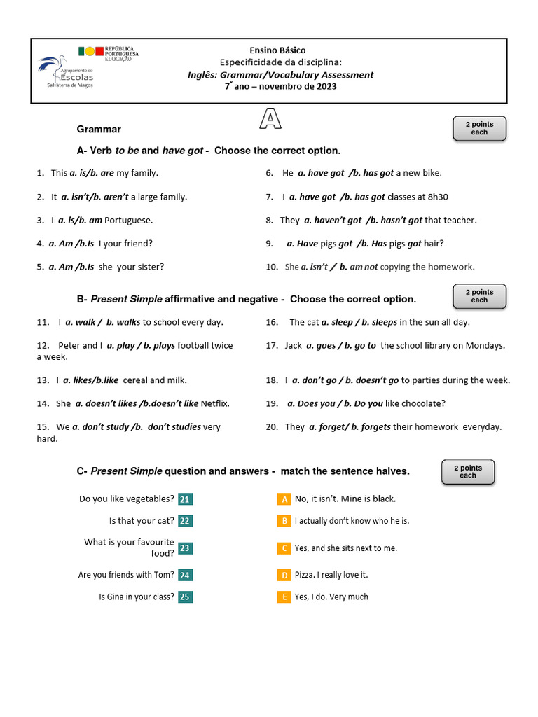 7º Grammar Vocab - A | PDF | Linguistic Typology | Language Mechanics