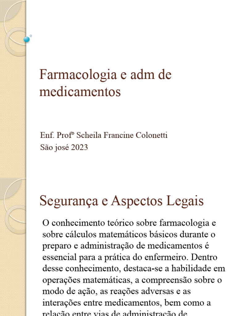 Aula 1 Farmacologia e Adm de Medicamentos | PDF | Receita médica ...