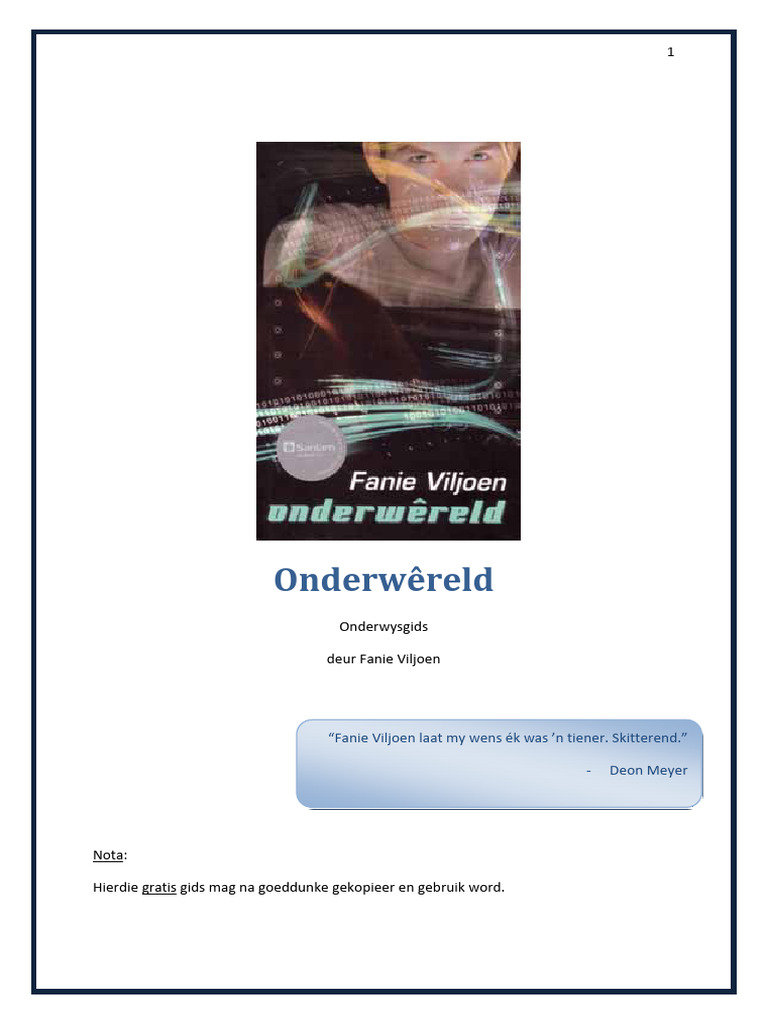 Onderwereld Onderwysersgids Fanie Olivier | PDF