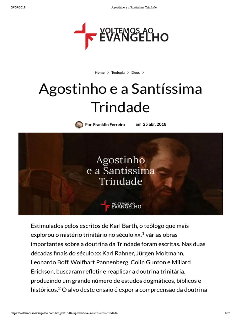 Agostinho e A Santíssima Trindade | PDF