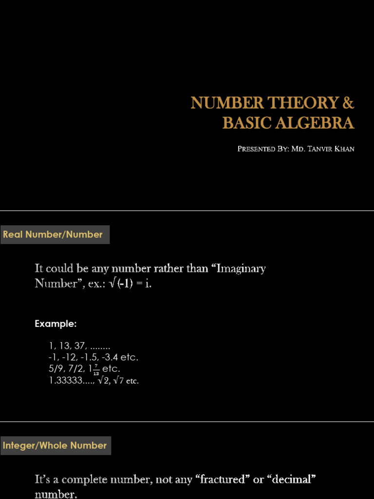 L-05 Number Theory & Basic Algebra | PDF | Numbers | Factorization