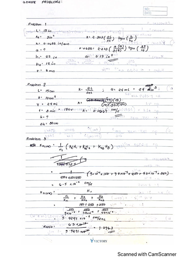 SAMPLE PROBLEMS Permeability | PDF SAMPLE PROBLEMS Permeability | PDF