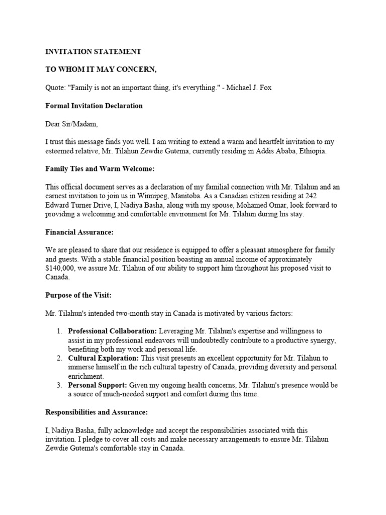 Invitation Statement 1 | PDF | Politics | Social Science