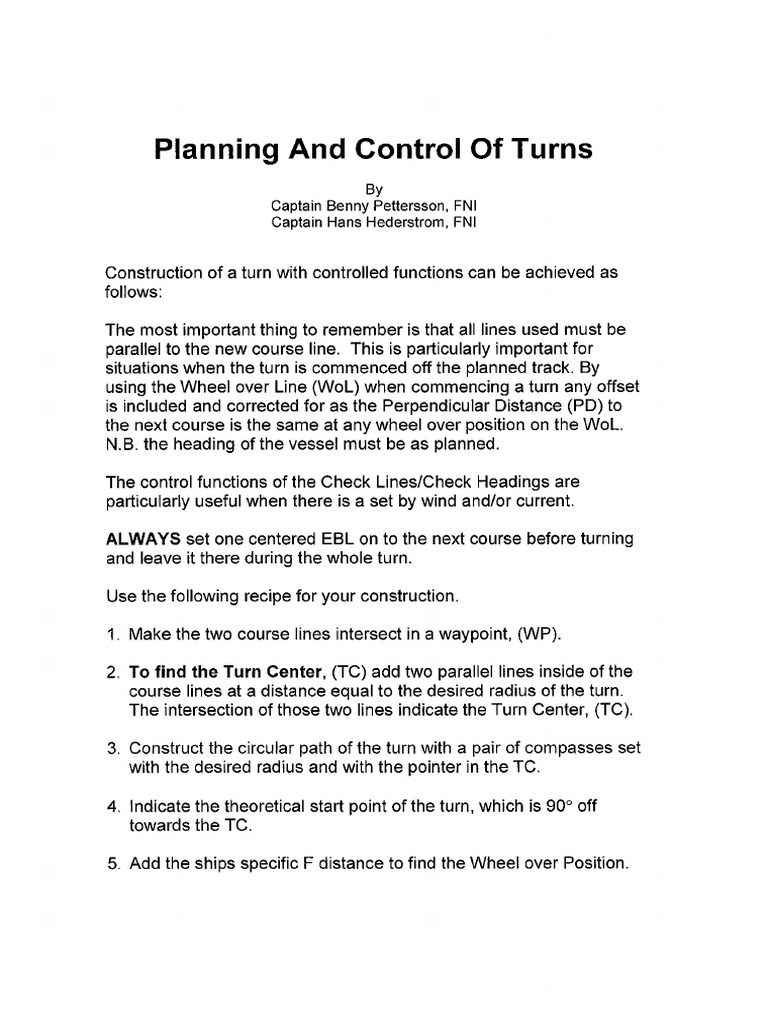 Planning and Control of Turns - BP, HH | PDF