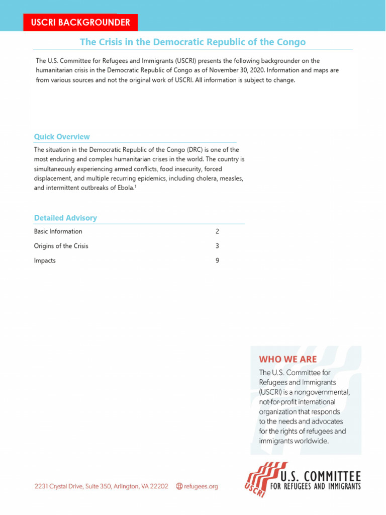 USCRI-Backgrounder DRC | PDF | Politics | History